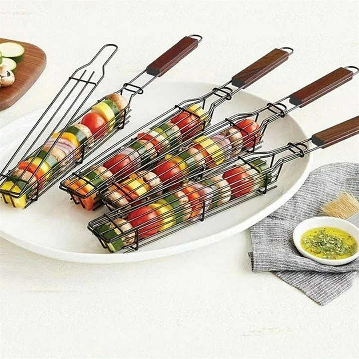 Picnic Tool Nonstick Barbecue Clip Grill Basket Skewers