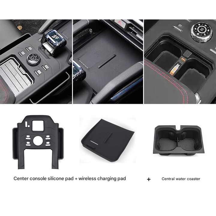 Car Gear Shift Box Mat Pad Silicone Protective Pad Storage Box Cup ...