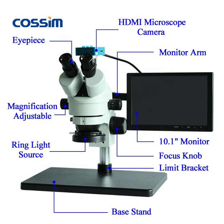 HDMI-compatible USB HD Digital Stereo Microscope Trinocular Microscope ...