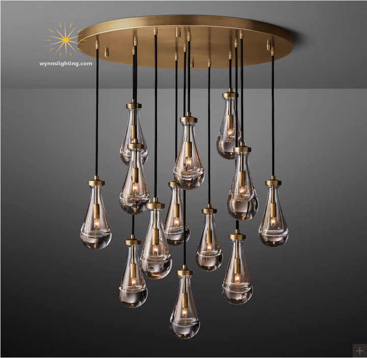 Modern Luxury Crystal Chandelier Rain Pendant Lamp Home Decor Hardware ...