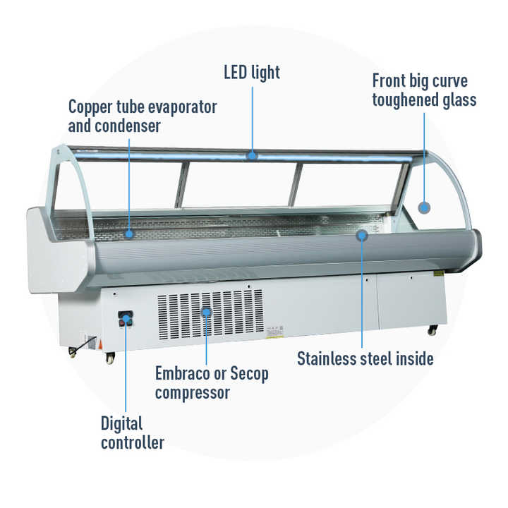 Commercial Meat Display Refrigerator Freezer for Supermarket