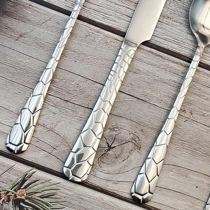 4-Piece Patterned Stainless Steel Dinnerware Cutlery Flatware Set ...