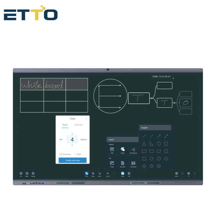 AI Interactive Whiteboard 55 Inch Electronic Whiteboard with 4K HD ...