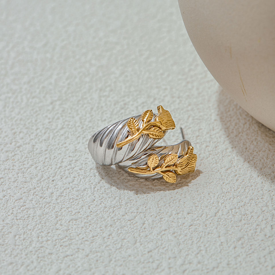 J&D Classic Style Tarnish Free Two Tone Color Elegant Threaded C Shaped ...