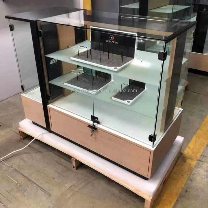 Supermarket LED Retail Display Stand Metal Glass Cosmetic Grocery ...