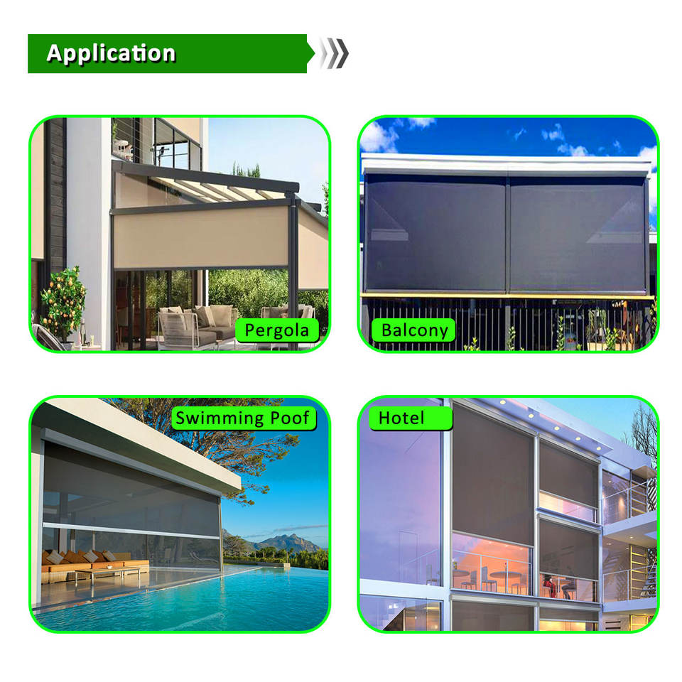 Oversized Electric Zip Screen Blinds Windproof Ziptrack Automatic ...