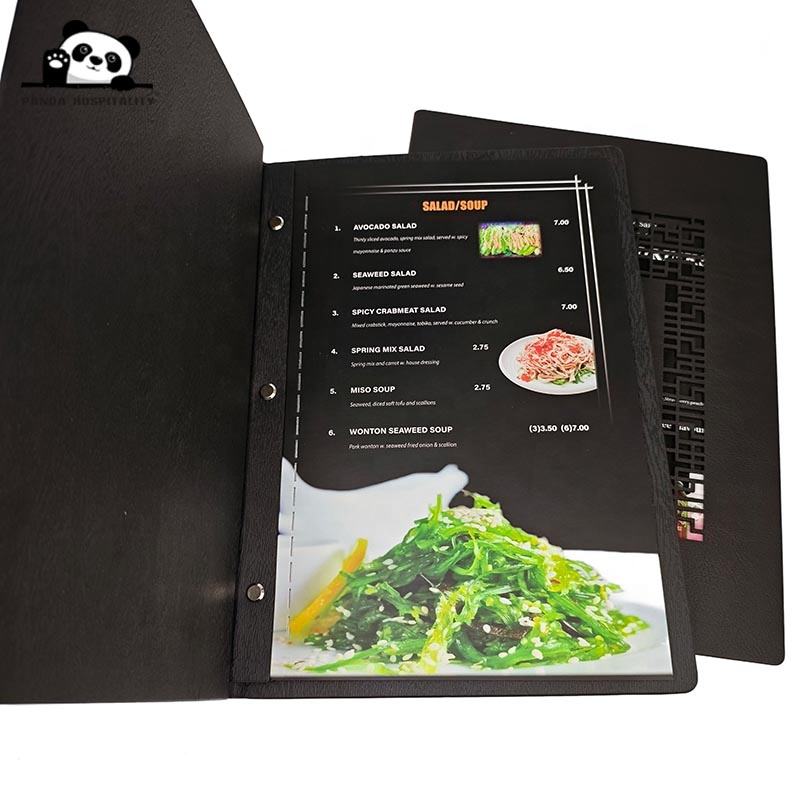 Customized Screw Post A5 A4 Drink Food Hard Cover Faux PU Leather ...