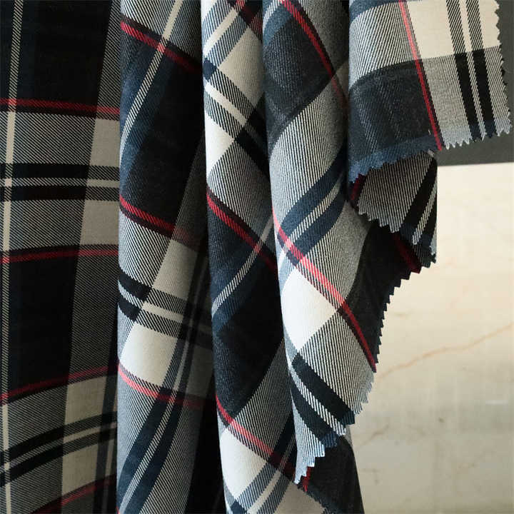 Factory Price TR Plaid Fabric 69%Polyester 29%Viscose 2%Sp 254gsm High ...