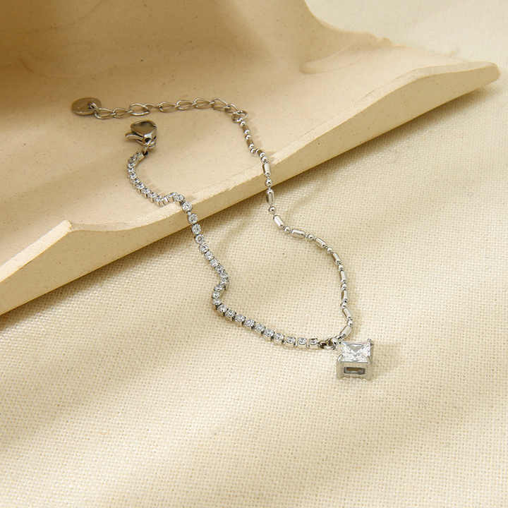 2026 Square Zirconia Tennis Chain Bead Chain Splicing Bracelet ...