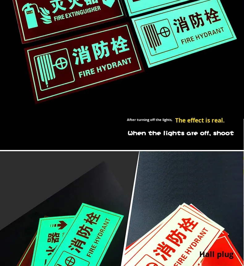 Luminous Fire Extinguisher Hydrant Safety Warning Sign Sticker Self ...