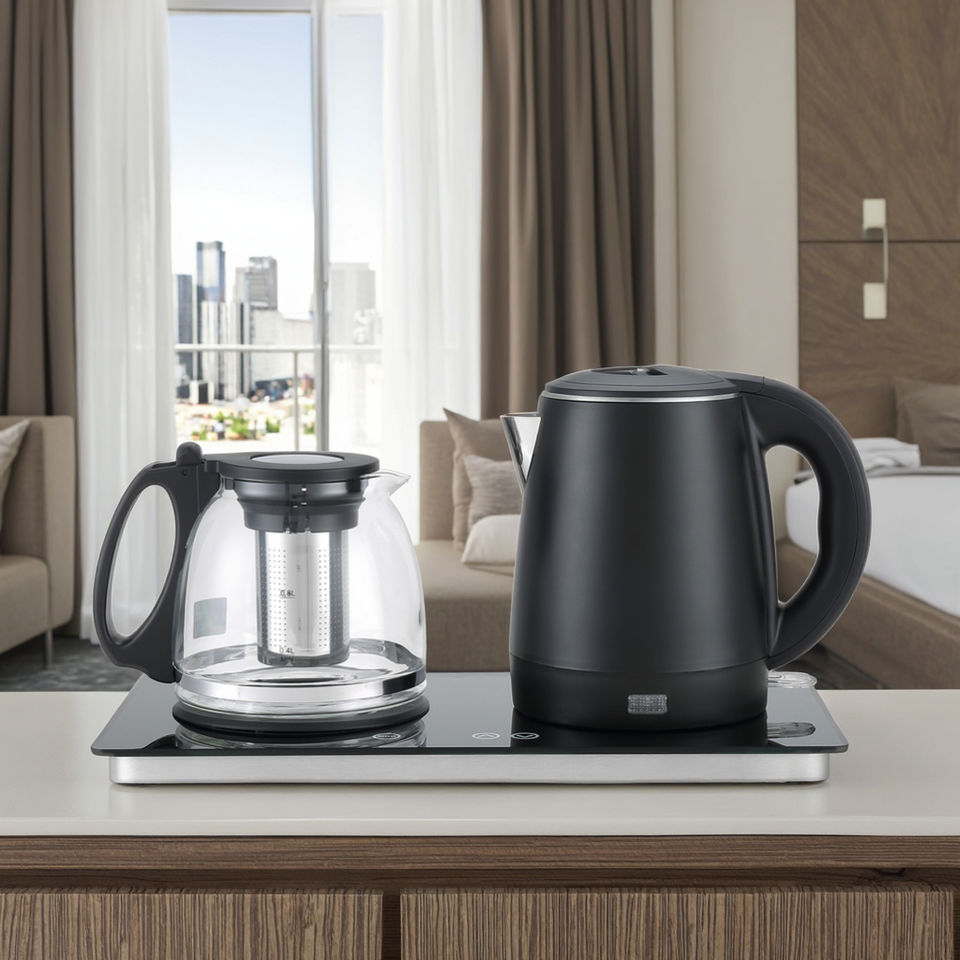 Ousheng 1.0L Cordless Electric Kettle with Glass Tray Set Automatic ...