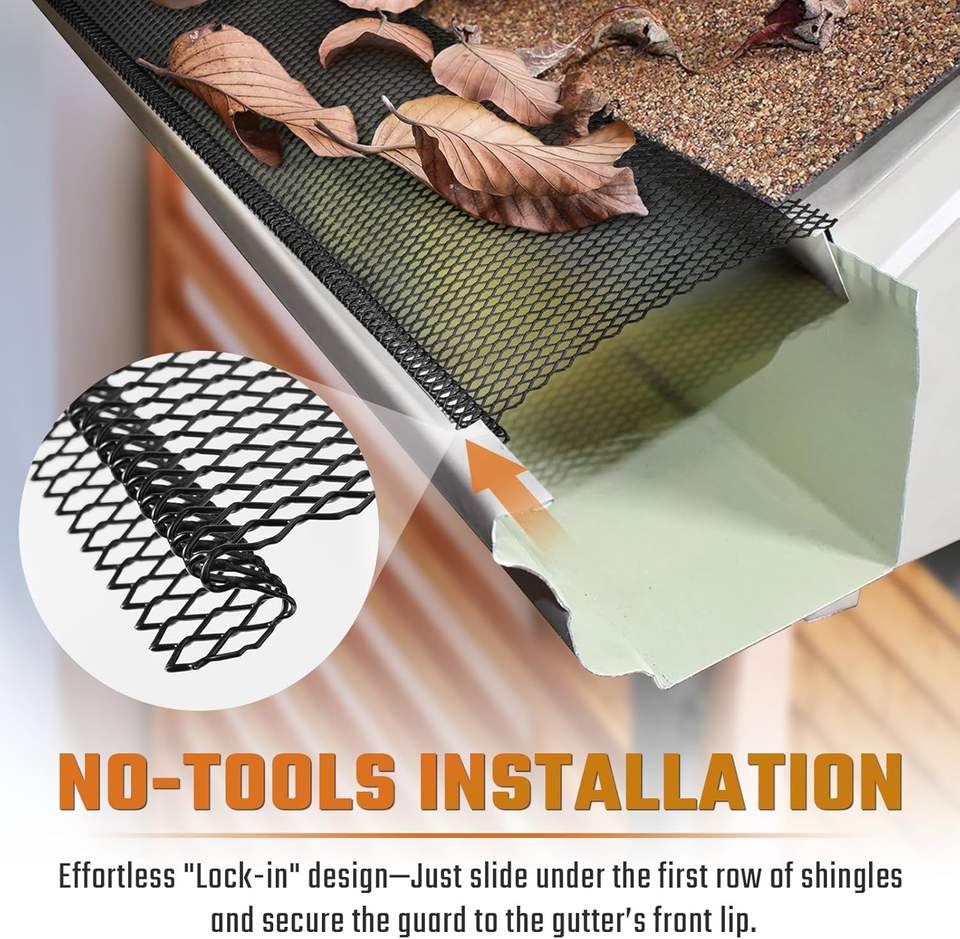 All-Weather Black 2mm Polyethylene Gutter Guard-Clog & Rust Free with ...