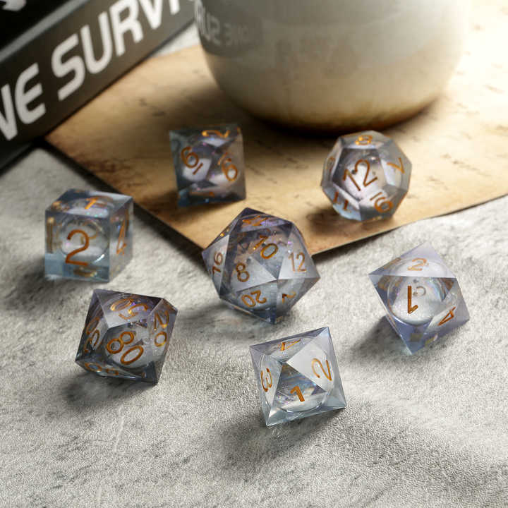 DND Liquid Core Dice Set - Sharp Edge Filled Resin Dice
