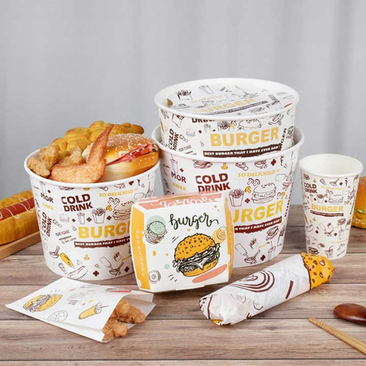 Recyclable Custom Takeaway Popcorn Fried Chicken Burger Box