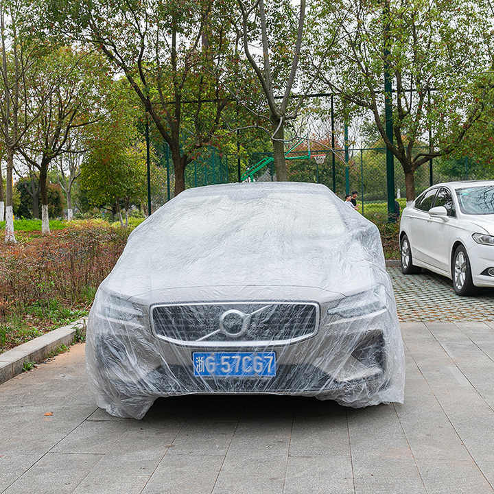 One-time Plastic PE Car Cover Full Coverage Cover 100% Waterproof ...