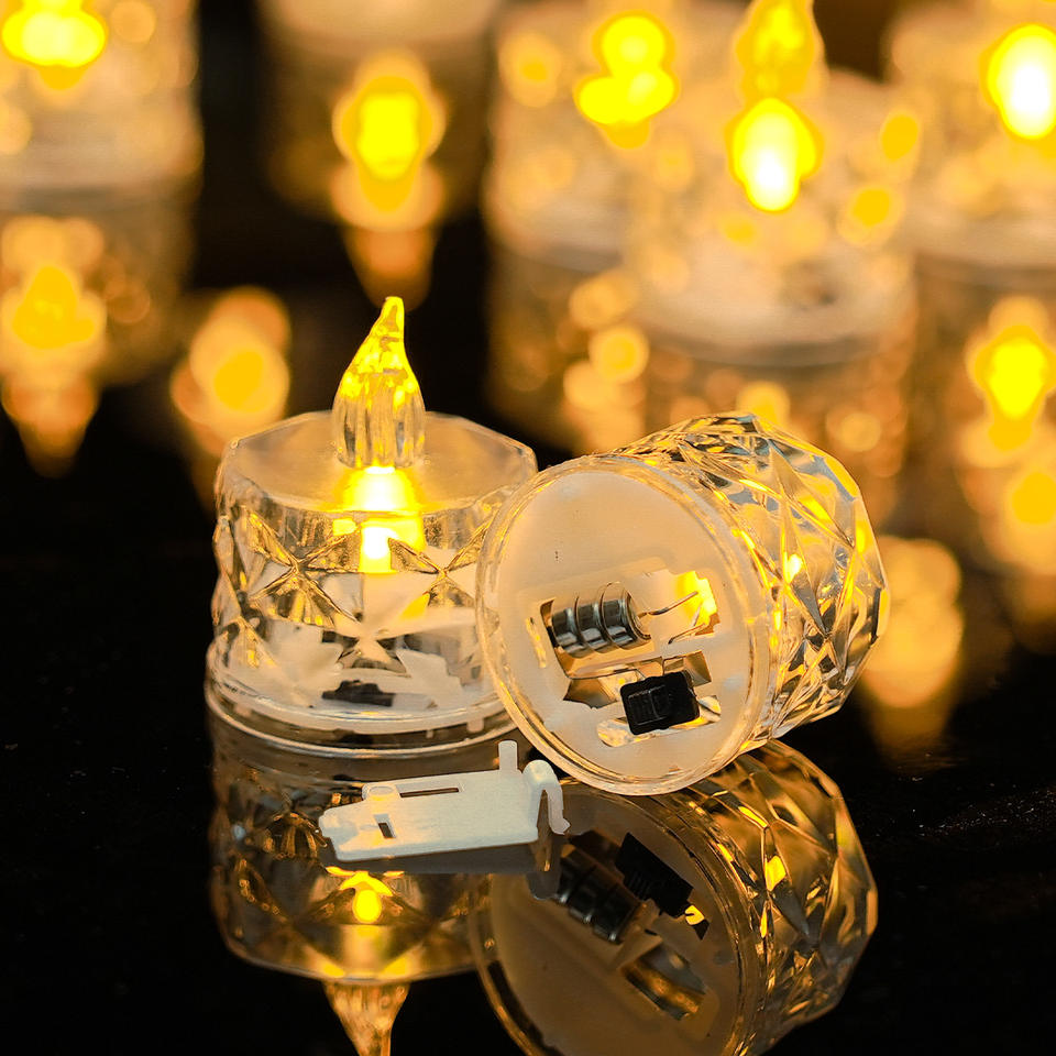LED Electronic Candle Light Ins Rose Tea Wax Transparent Crystal Night ...