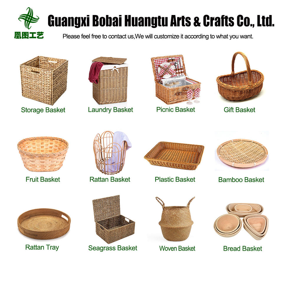 H&T 2026 OEM Hot Sale Natural Water Hyacinth Round Tray Storage Basket ...