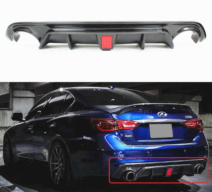 Real Carbon Fiber Rear Bumper Diffuser with LED Brake Light 2018-2024 ...