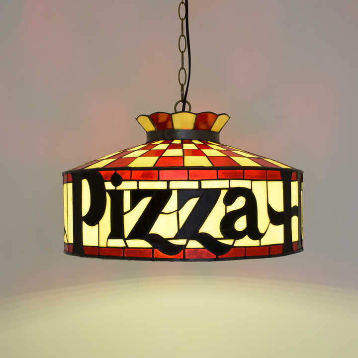 American Style Industrial Stained Glass Chandelier - Vintage Pizza Hut ...