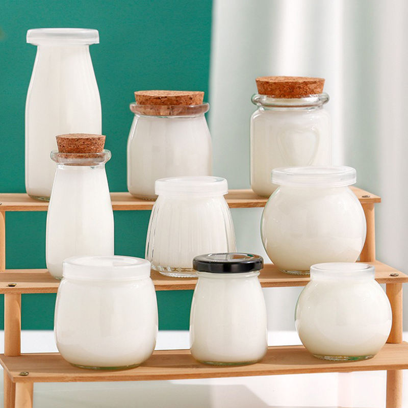 Glass Pudding Jar 100ml 120ml 200ml Square Dairy Milk Yogurt Jelly ...