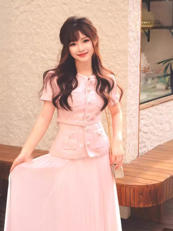 Bettergirl 2026 Spring Niche Female Fashion Design Pink Sequin Waist ...