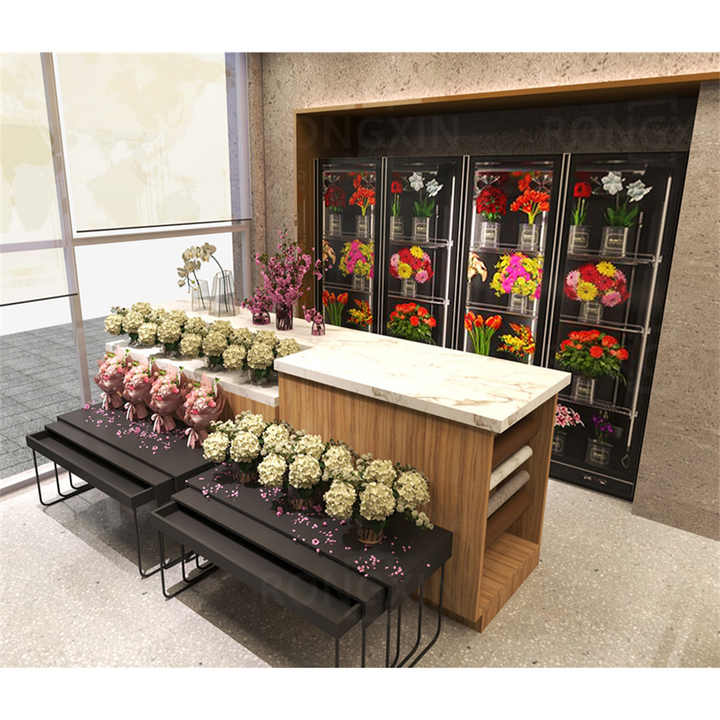 Modern Wood Metal Flower Shop Display Stand Rack Shelves Flowers Shop ...