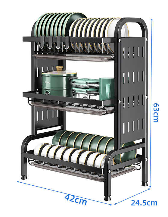 3 Layer Dish Rack Double Layers Metal Holder Dish Drainer Rack Drying Gabinete Sink Top Kitchen ...
