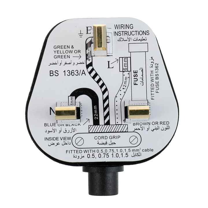 UK Standard Wireable BS Type-G 3 Pin Top Plug Assemble Wire Cord Plug ...