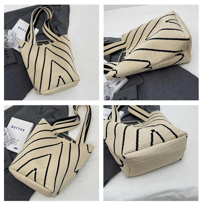 2025 Niche Wavy Shoulder Bag Open Satchel Large Capacity Tote Bag ...