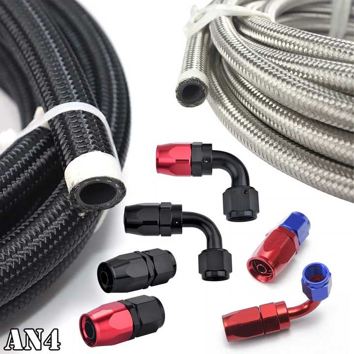EPMAN 4AN Fuel Line AN4 Stainless Steel Braided Oil Hose Nylon CPE ...