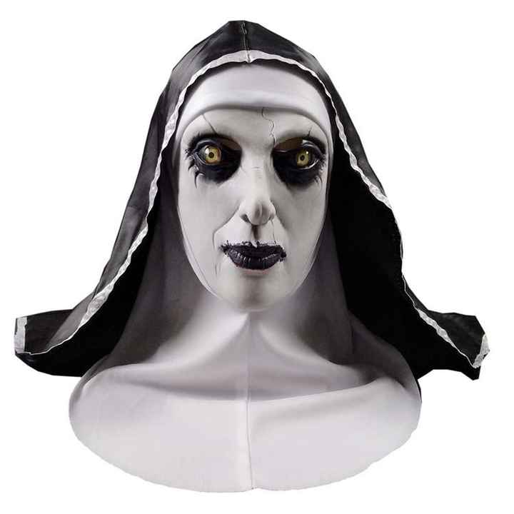 Halloween Horror Nun Mask Cosplay Costume Full Head Cover Dress up Mask ...
