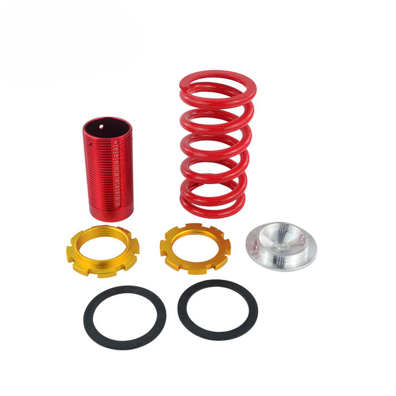 AUSO Lowering Ratio Adjustable Red Car Coilover Suspension Shock ...
