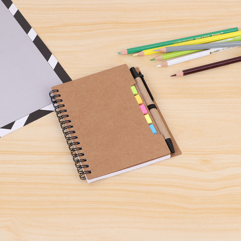 A6 Spiral Notebook with Kraft Paper Cover, Colorful Stickers, 60 Sheets ...