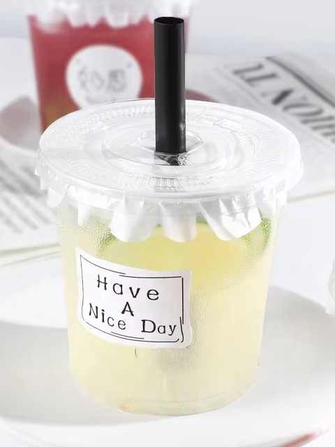 Disposable Logo Printed PET 12oz 16oz U Shape Round Bubble Tea Boba ...