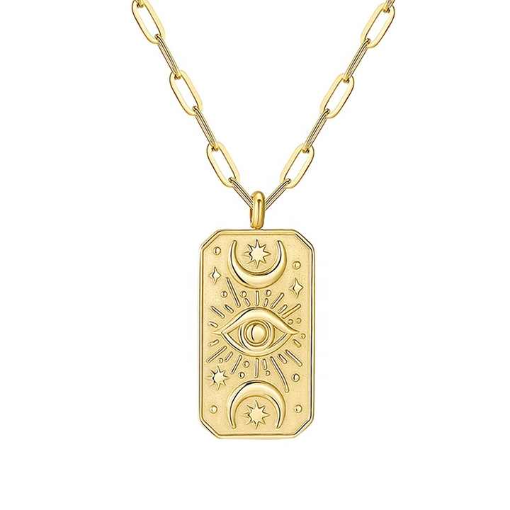 Gemnel Custom Gold Plated Jewelry Paperclip Chain Link Charm Star Moon ...