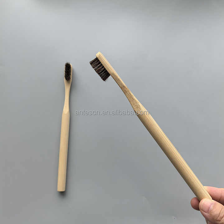 Natural Bamboo Toothbrush with Horse Hair Bristles Eco Friendly ...