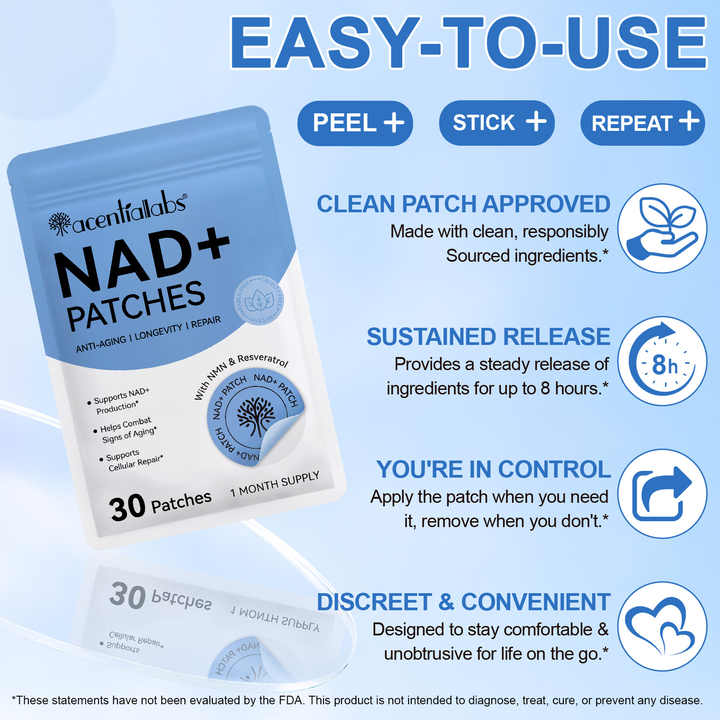 Acentiallabs 30 Count Nad Transdermal Patches Supports Nad+ Production ...