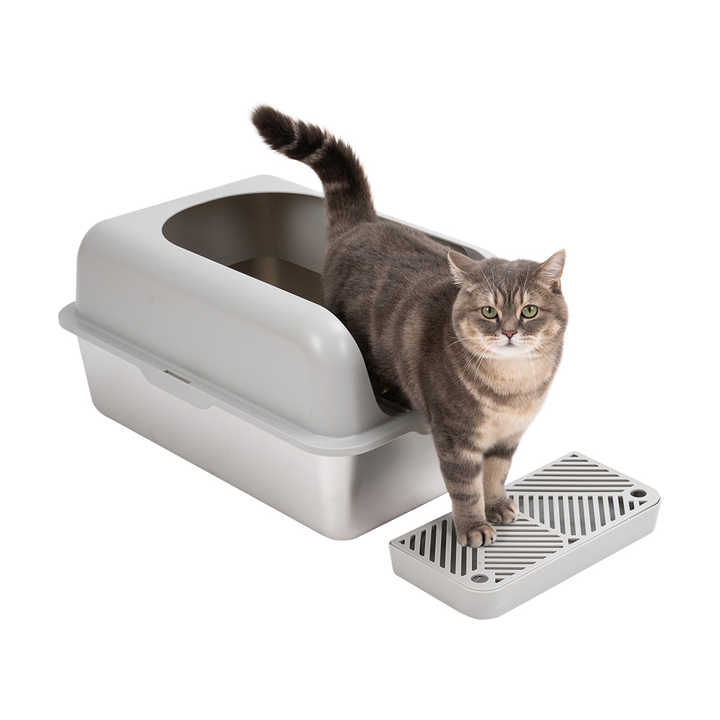 Removable Splashproof Stainless Steel Cat Toilet Basin Cat Litter Box ...