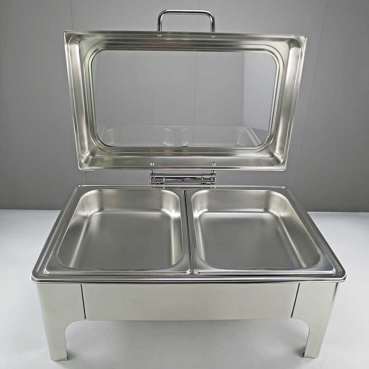 Large Glass Cover Buffet Stove Height Feet Stainless Steel Chafing Dish ...