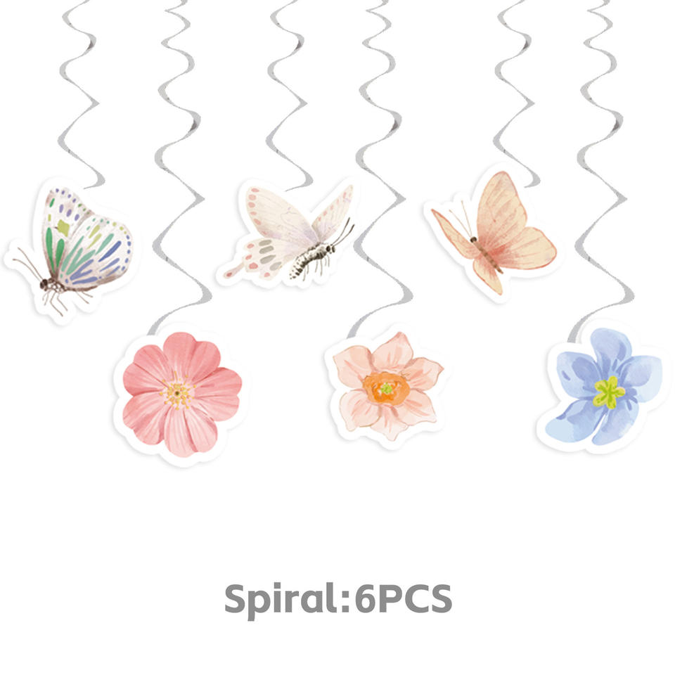 Spring Butterfly Birthday Banner Garland Balloon Spiral Cake Topper ...
