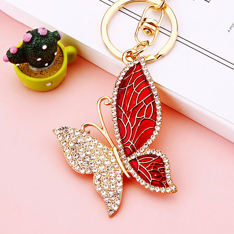 Cute Butterfly Keychain Sparkling Rhinestone Crystal Key Chains Bag ...