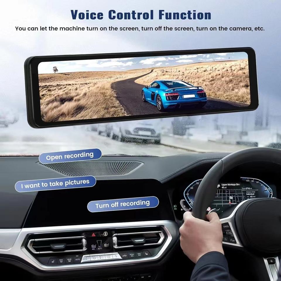 4K 12inch Dash Cam Carplay Android Auto Stream Rear View Mirror GPS ...