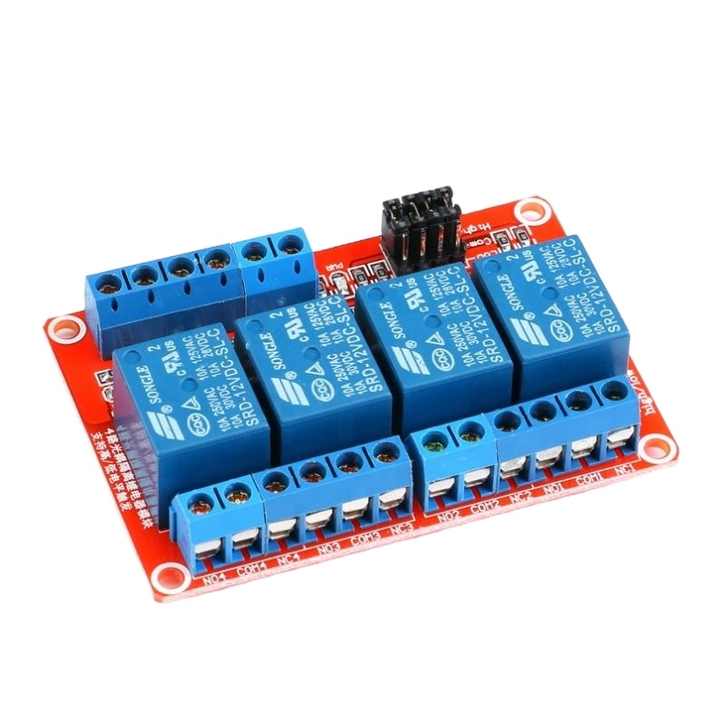 New 12V 4 Channel Relay Module High Low Level Trigger With Optocoupler ...