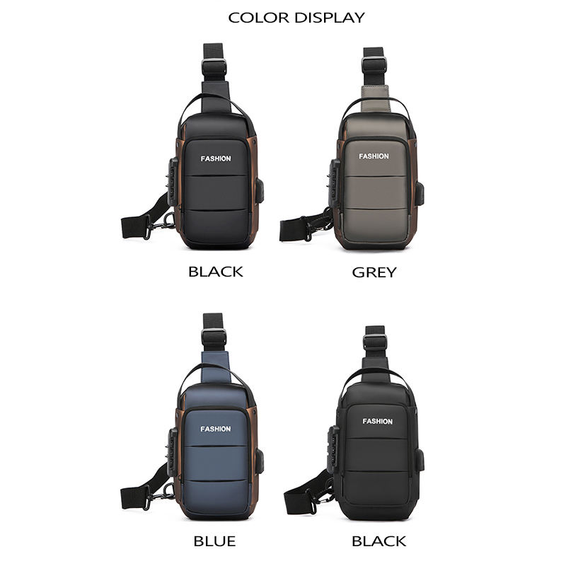 Multifunctional PU Men's Shoulder Messenger Bag Combination Lock ...