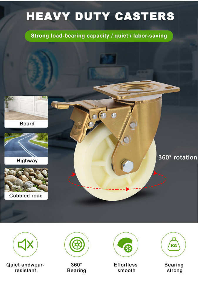 Industrial Nylon Caster Wheels 4 5 6 8 Inch Swivel Fixed Locking ...