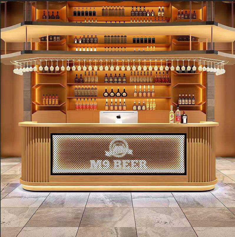Industrial Style Curved Multifunctional Reception Desk Tavern Company ...