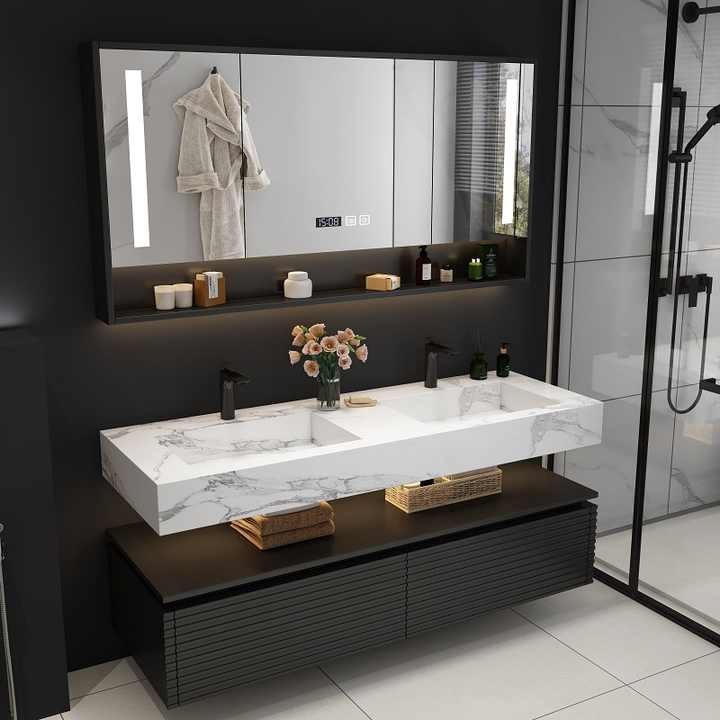 Luxury Double Sink Basin Bathroom Vanity Cabinet - Hotel Style