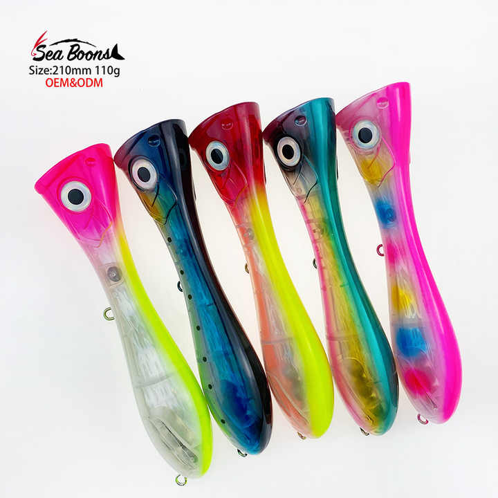 New210mm/110mm Thru-wire Construction Popper Fishing Lure Fishbone ...