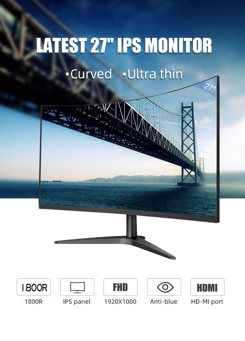 27 Inch Economical 75hz 144hz 165Hz Curved LED Computer Monitor PC ...