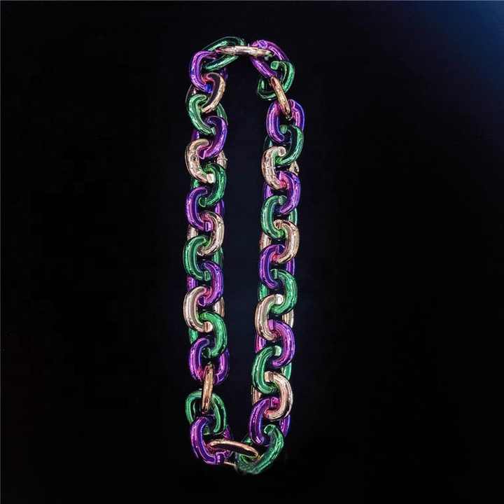 2020 Novelty Flashing Party Necklace Colorful Links Chain Beads Built ...